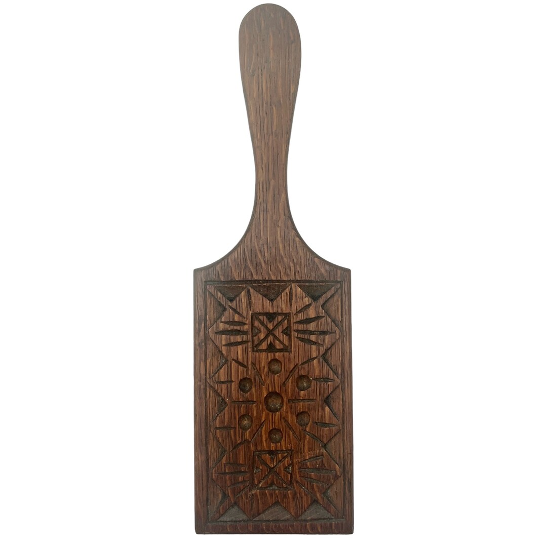 Vintage Carved Oak Butter Stamp Paddle - Biscuit Stamp Paddle - Butter ...