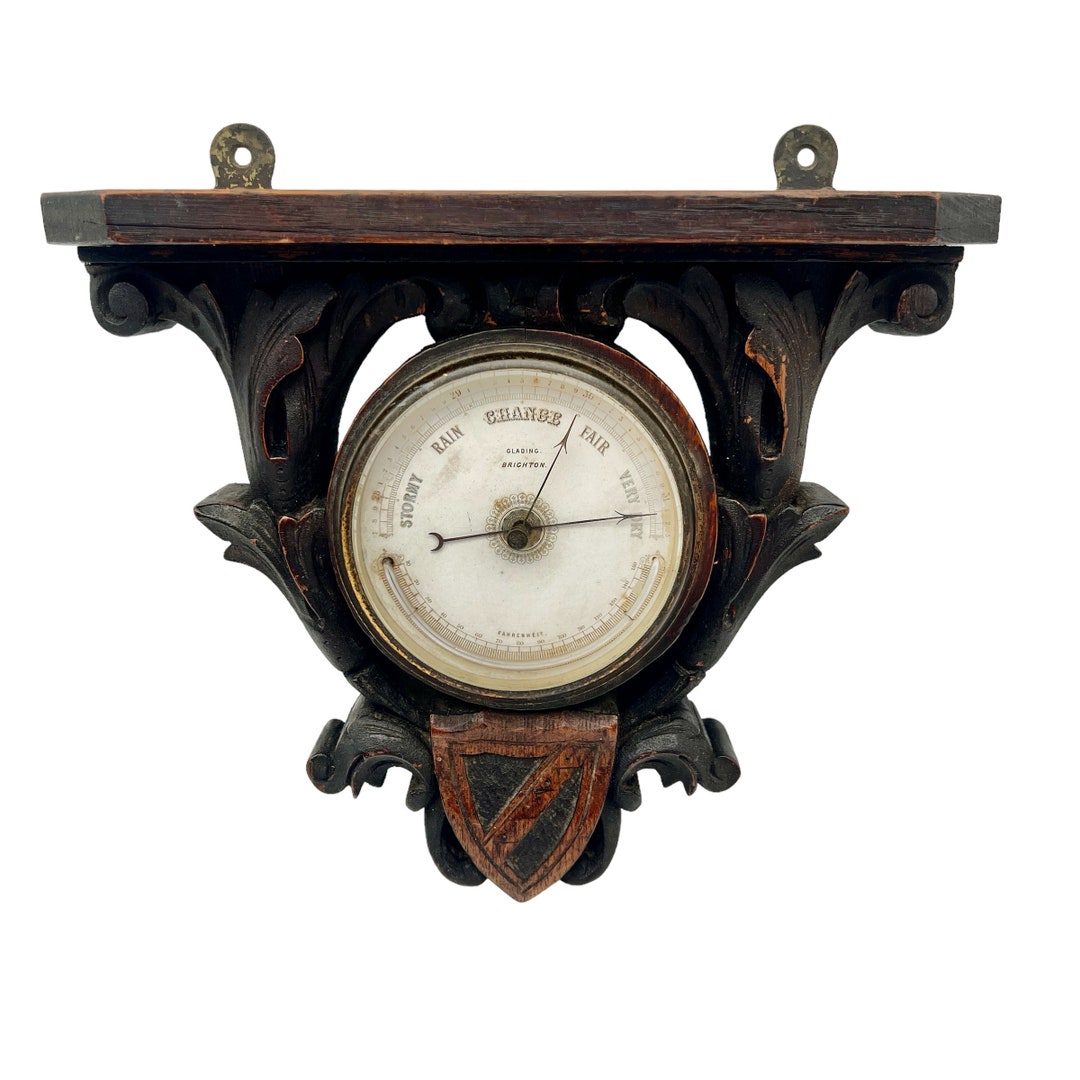 Antique Victorian F Glading of Brighton Barometer & Thermometer ...