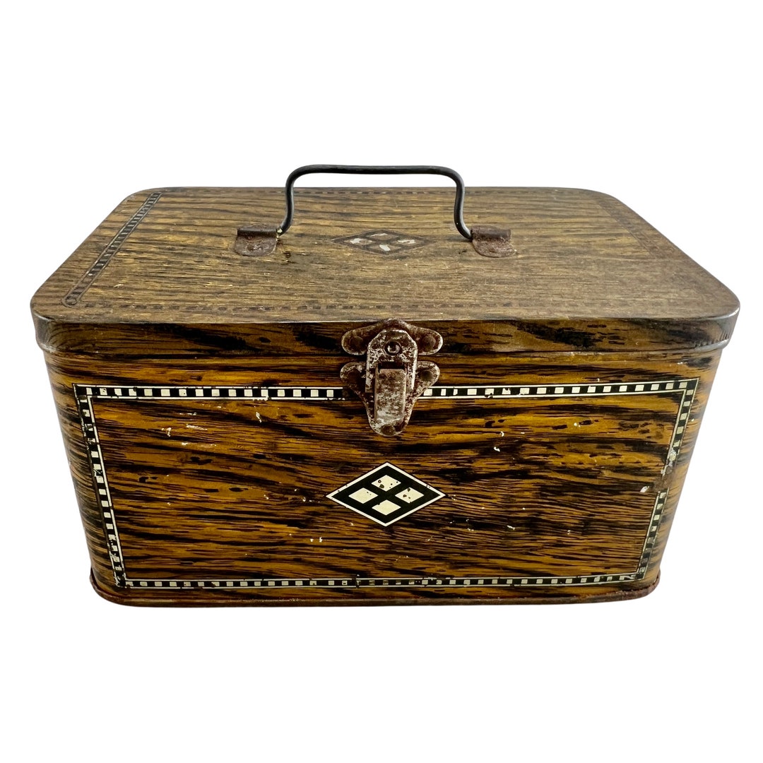 Vintage Toffee Tin With Carry Handle and Clasp - Candy Tin - Home ...