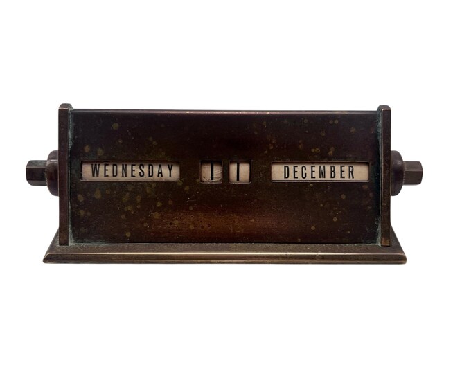 Vintage Brass Triangular Perpetual Desk Calendar - Study Decor - Office ...