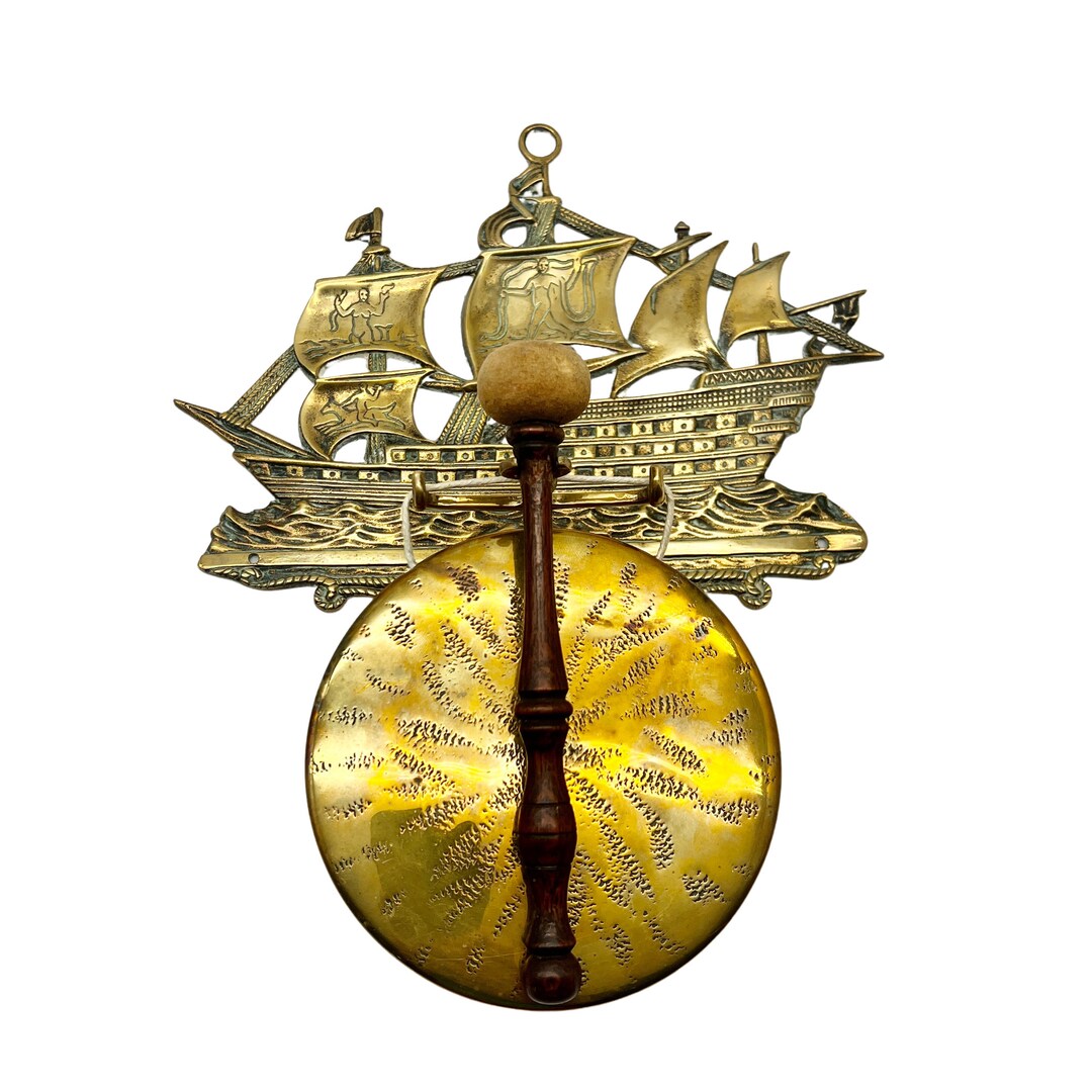 Vintage Brass Galleon Dinner Gong Wall Hanging Dining Room - Etsy