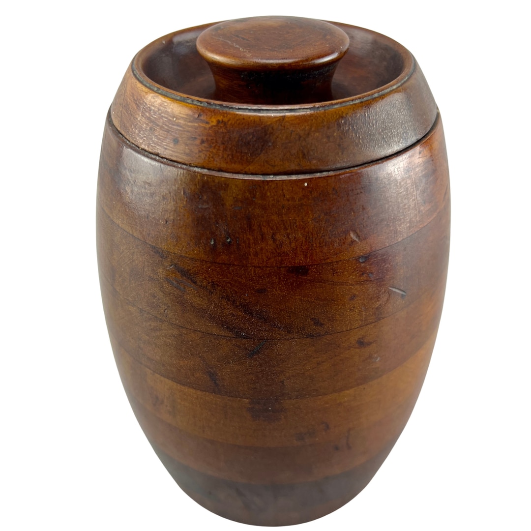 Antique Treen Barrel With Lid - Storage - Home Decor - Etsy