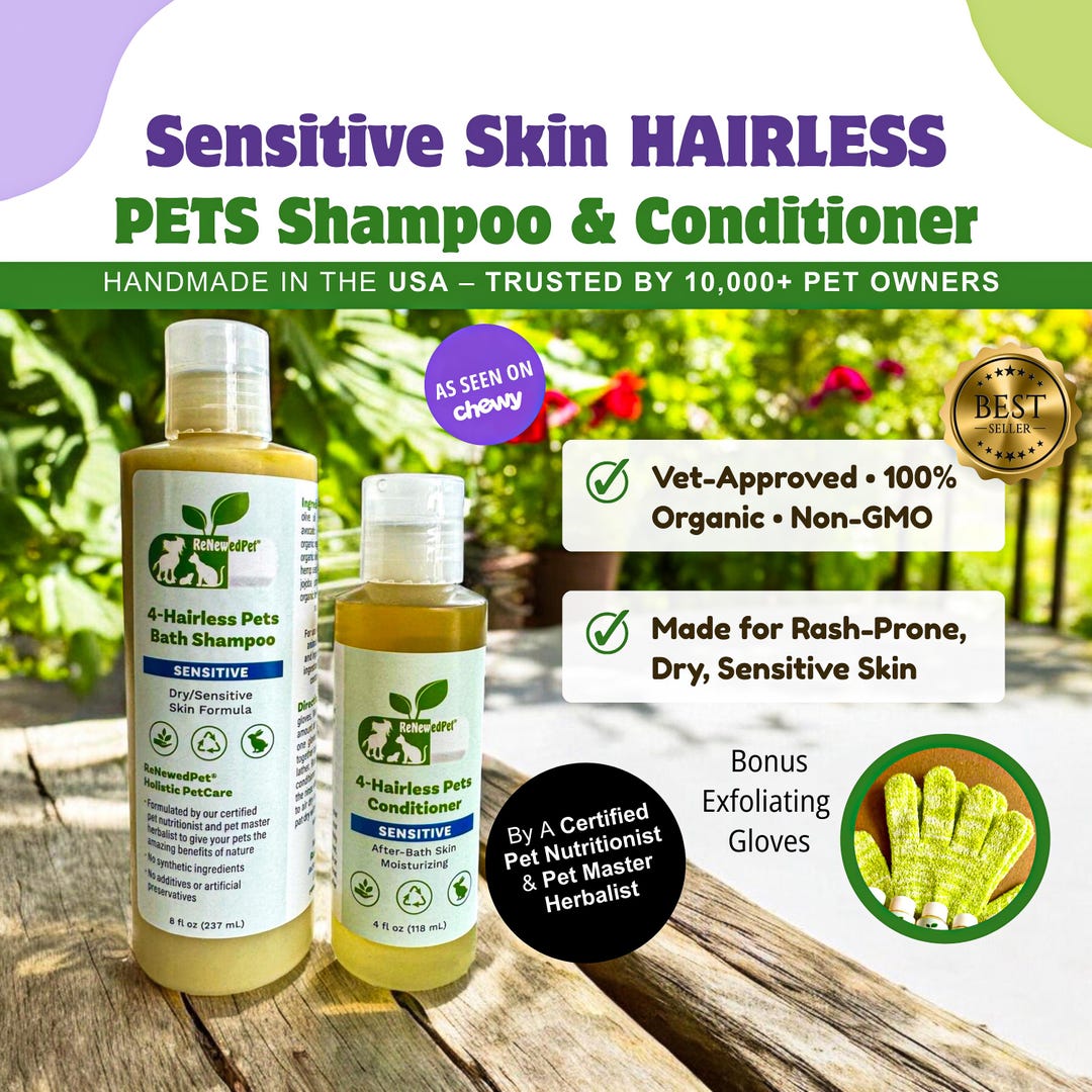 Sphynx Cat Shampoo & Conditioner | Hairless Pet Skin Care | Organic Dog ...