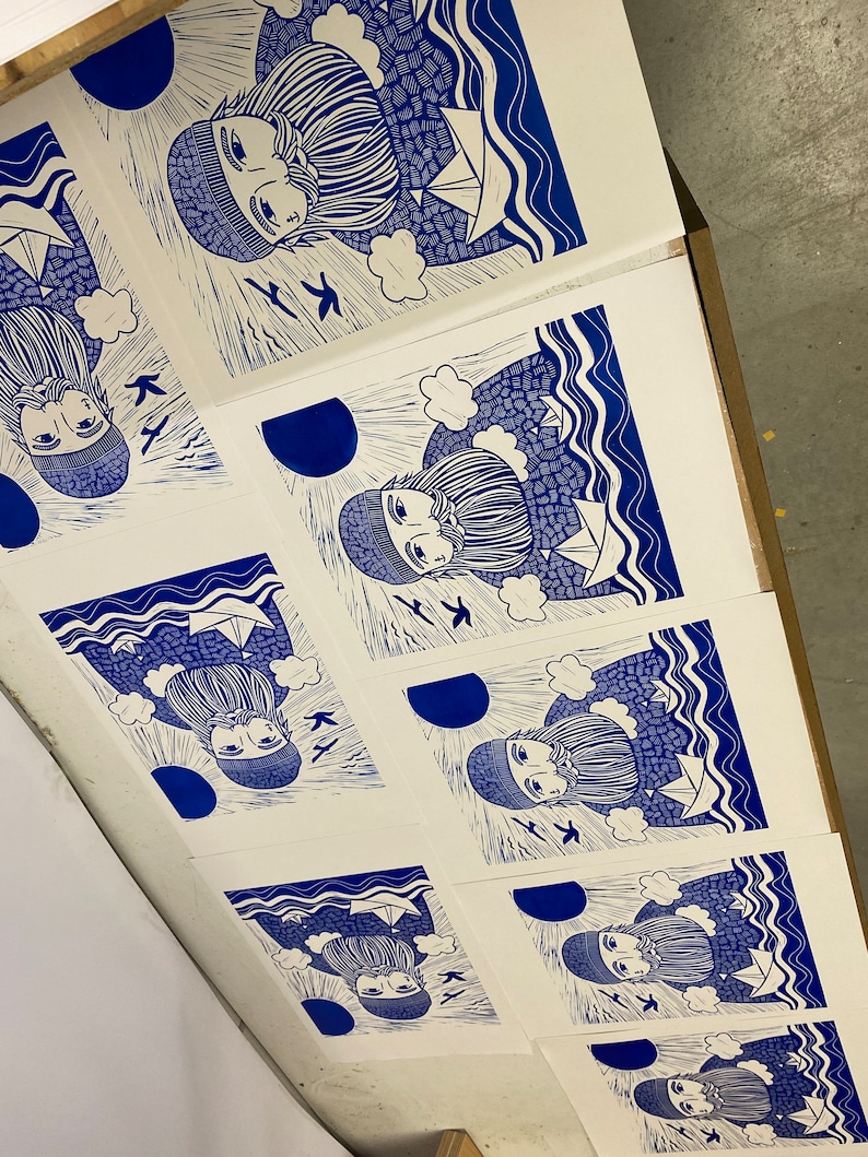 Lino Print Original Printing A3 Size Sailor - Etsy Lino Print Original Printing A3 Size Sailor - Etsy