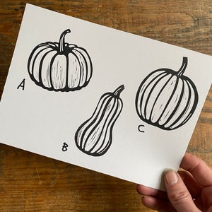 Rubber Stamp | Pumpkin Pattern | Hand Carved Stamp | Mounted or ...