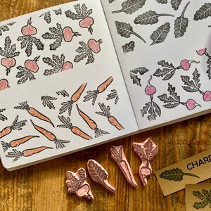 Set of 4 Hand Carved Stamps | Hand Carved Stamp | Carrot Stamp | Spring ...