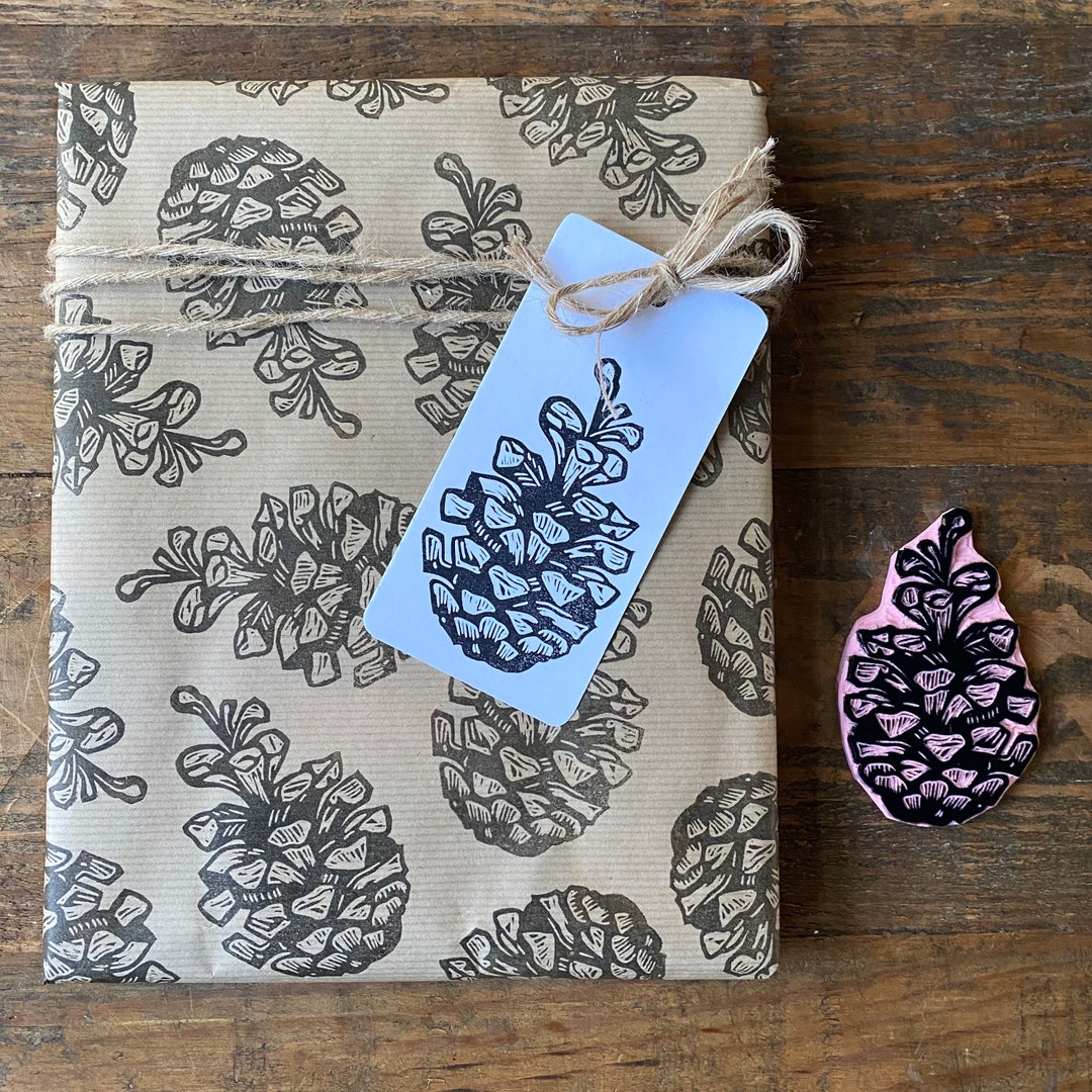 Rubber Stamp | Pine Cone | Hand Carved Stamp | Mounted or Unmounted ...