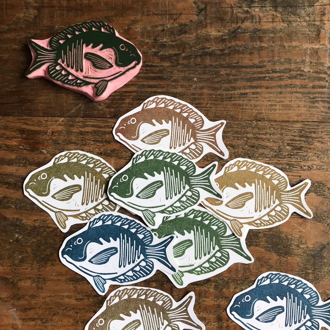 Rubber Stamp Fish Hand Carved Stamp Mounted or Unmounted | Etsy