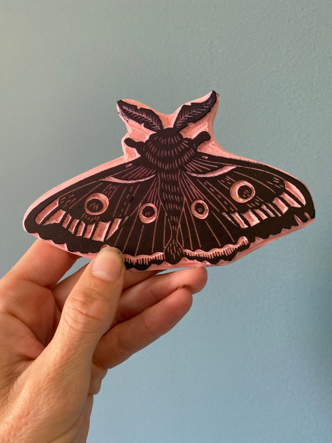 Rubber Stamp | Hand Carved Stamp | Mounted or Unmounted | Moth | Moth ...