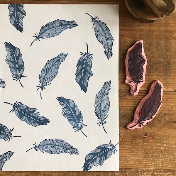Feather Rubber Stamp - Etsy