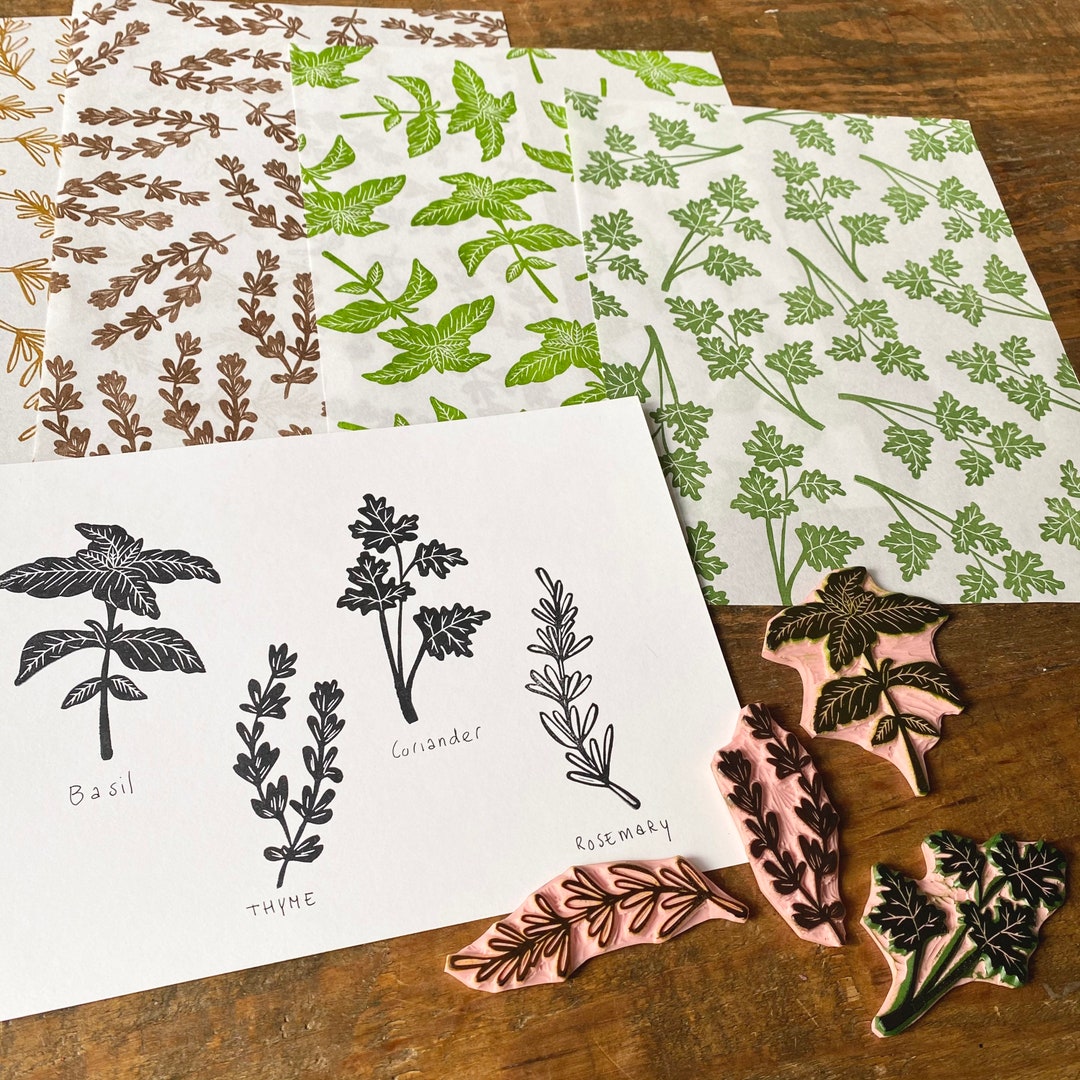 Rubber Stamp Herbs | Hand Carved Stamps | Mounted or Unmounted ...