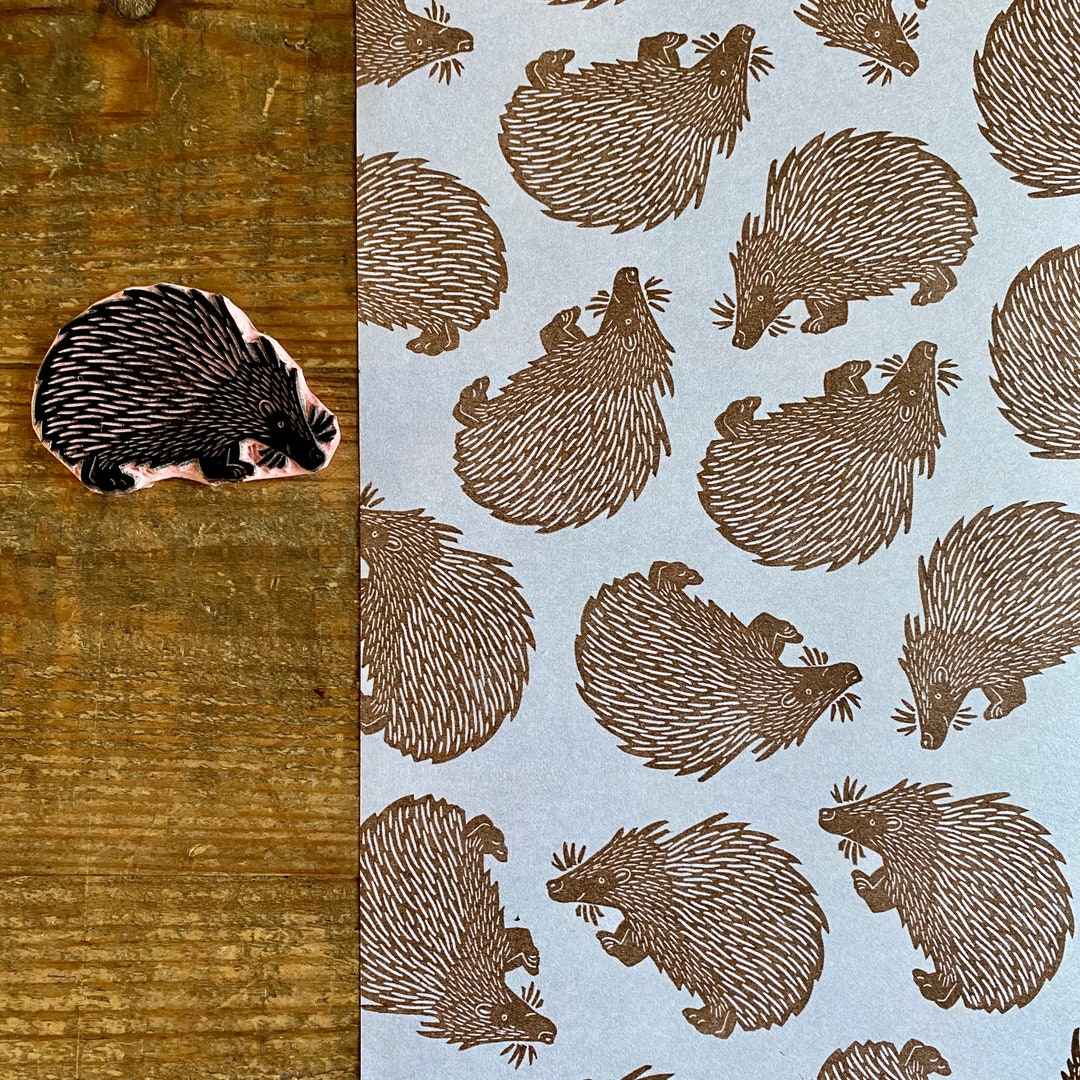 Rubber Stamp | Hedgehog | Hand Carved Stamp | Mounted or Unmounted ...