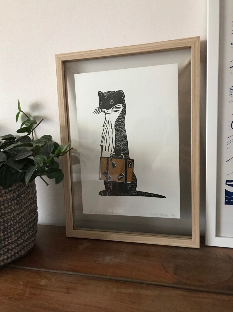 Lino print original printing A4 size ferret | Etsy Lino print original printing A4 size ferret | Etsy