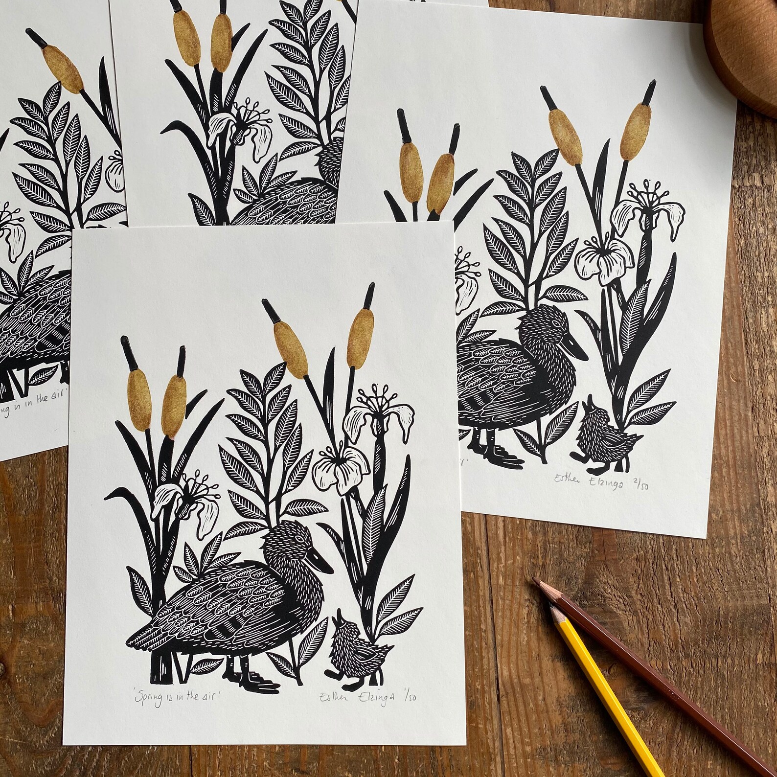 Lino Print Original Printing Duck Cute Illustration Fun Print Print ... Lino Print Original Printing Duck Cute Illustration Fun Print Print ...