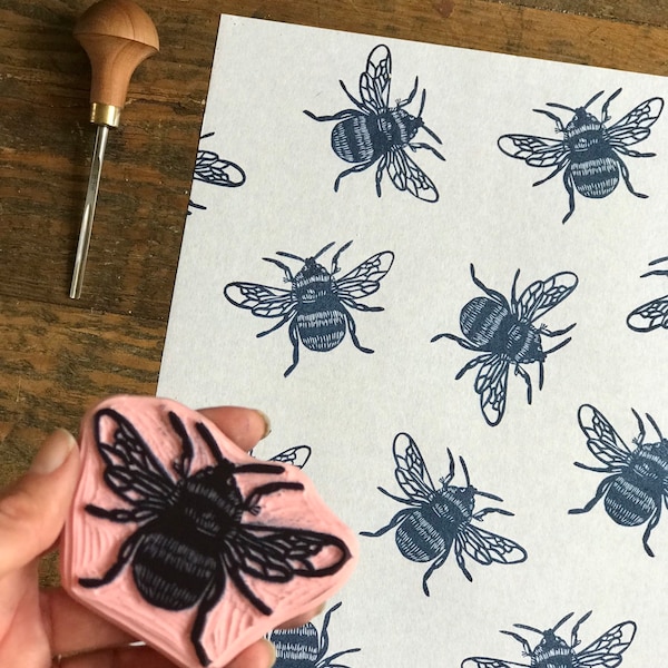 Bee Rubber Stamp - Etsy