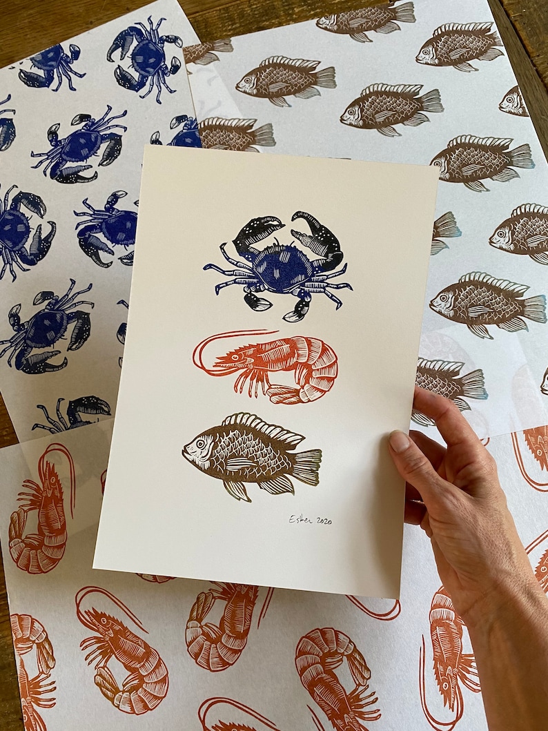 Rubber Stamp Shrimp | Hand Carved Stamp | Mounted or Unmounted ...