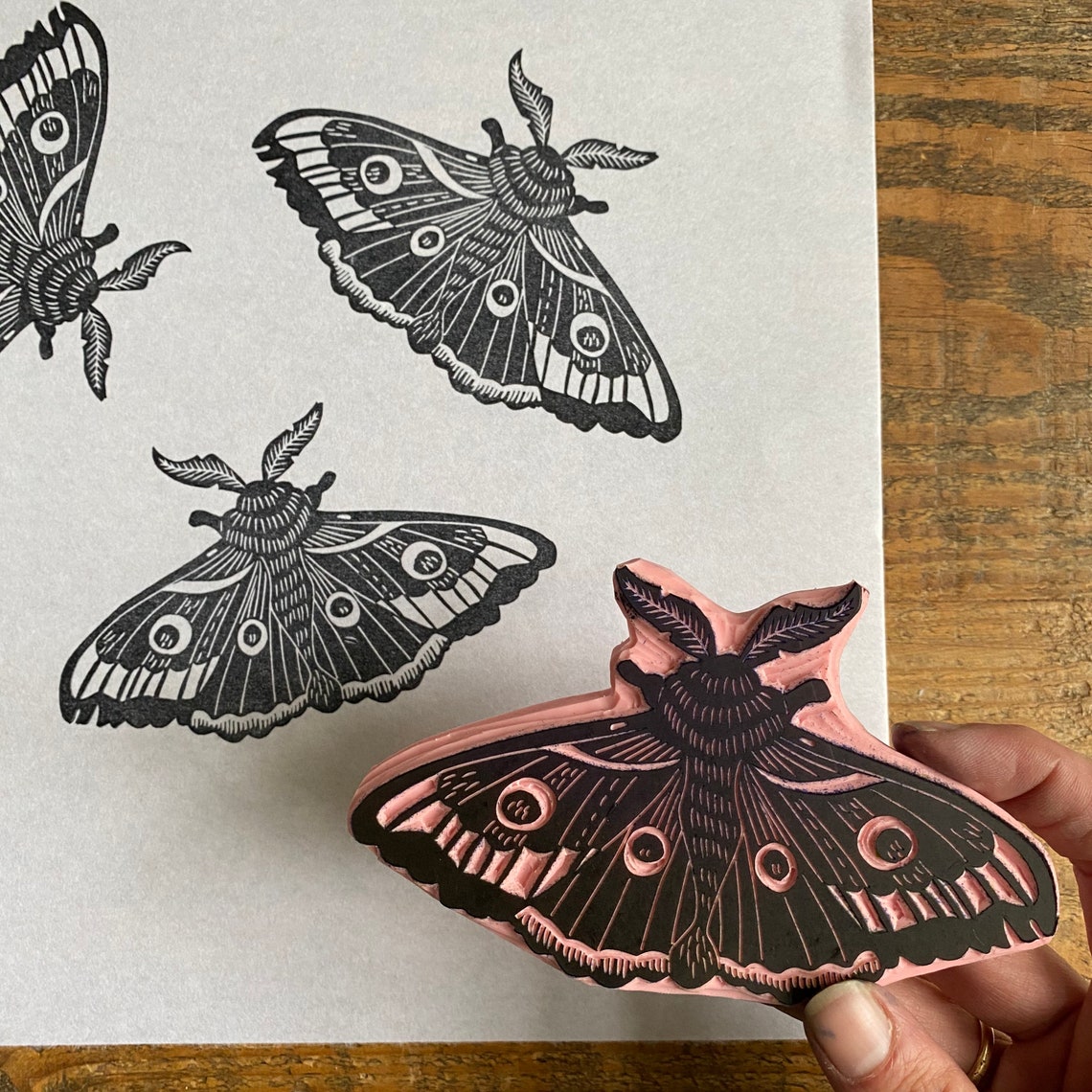 Rubber Stamp Hand Carved Stamp Mounted or Unmounted Moth | Etsy