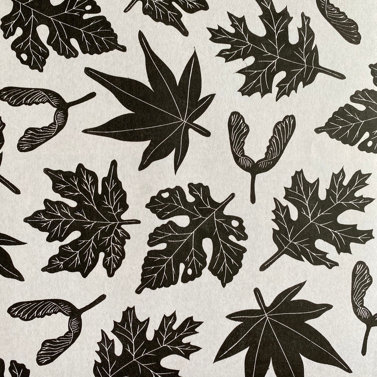 Rubber Stamp | Leaves Pattern | Hand Carved Stamp | Mounted or ...