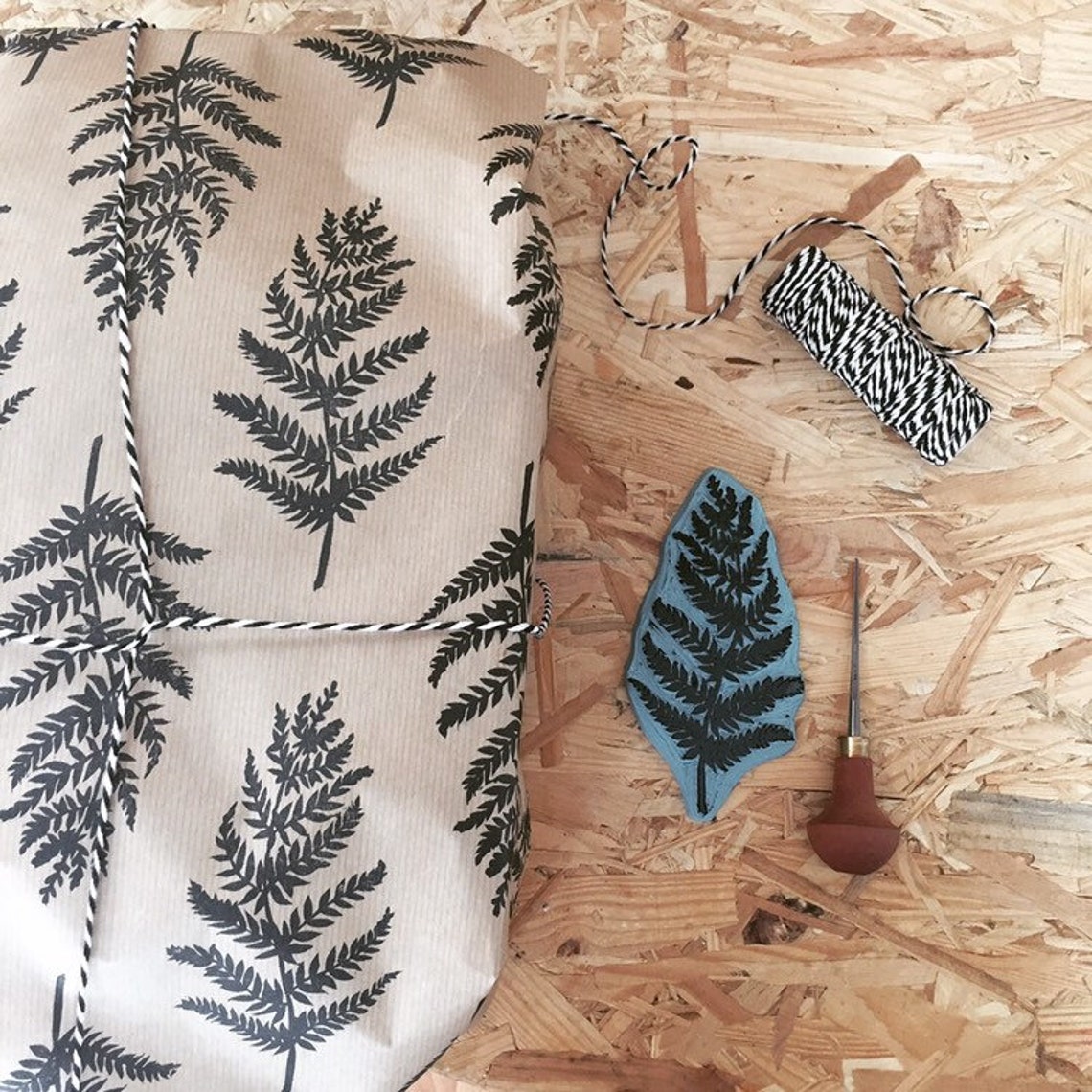 Fern Stamp | Hand Carved Stamp | Mounted on Wood | Stamping | Pattern ...