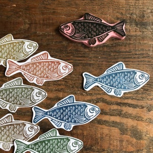 Rubber Stamp Fish | Hand Carved Stamp | Mounted or Unmounted | Stamping ...