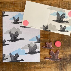 Rubber Stamp Set of Two | Goose | Hand Carved Stamp | Mounted or ...