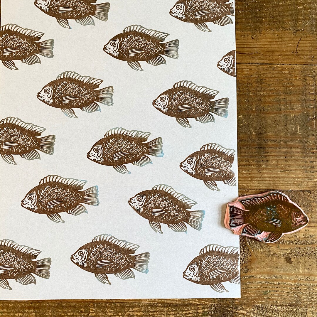 Rubber Stamp Fish Hand Carved Stamp Mounted or Unmounted Stamping Fish ...