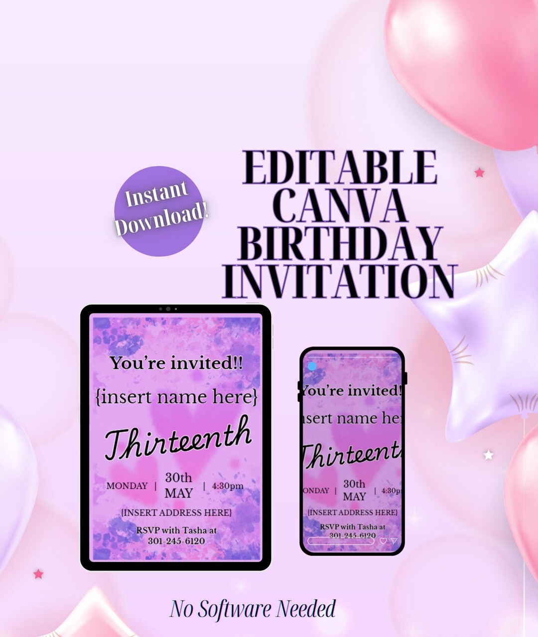 Editable Canva Birthday Invitation | Canva (digital Download) - Etsy