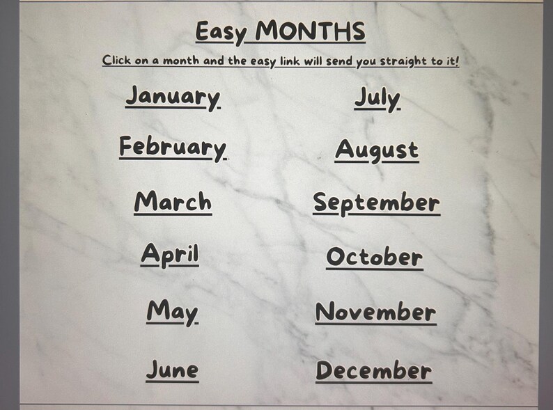 Editable Digital Calendar (marble, Hyperlinked) - Etsy