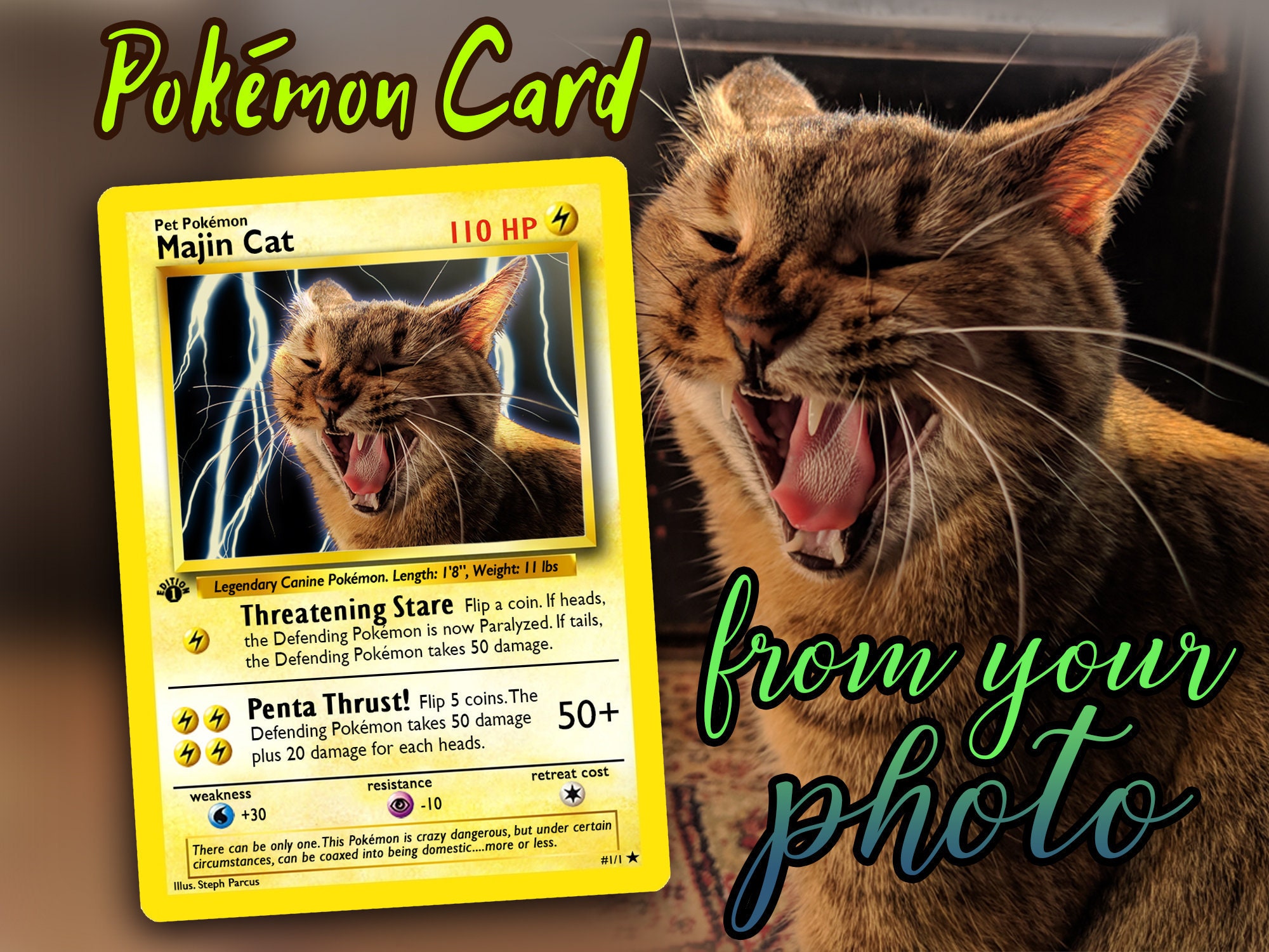 Custom Pokémon Card from PHOTO | Etsy Custom Pokémon Card from PHOTO | Etsy