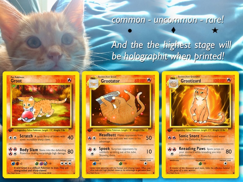 Evolution Set 2 or 3 Pet Pokemon Cards | Etsy