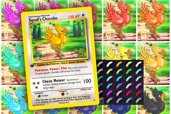 Chocobo Pokémon Card Colors Edition | Etsy