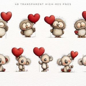 Valentine Animals Clipart | Valentine's Day Pngs | 48 Whimsical ...