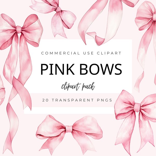 Soft Pink Bow Clipart - Etsy
