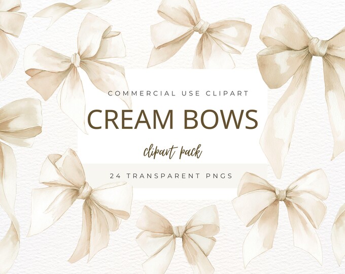 Cream Big Bow PNG, Instant Download, Clipart, Coquette Design ...