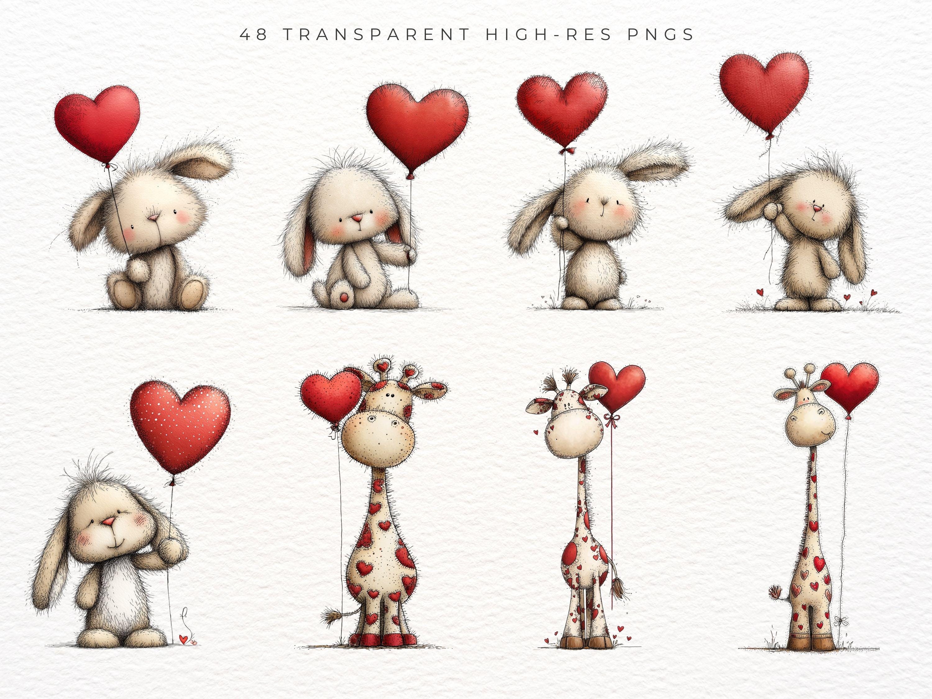 Valentine Animals Clipart | Valentine's Day Pngs | 48 Whimsical ...