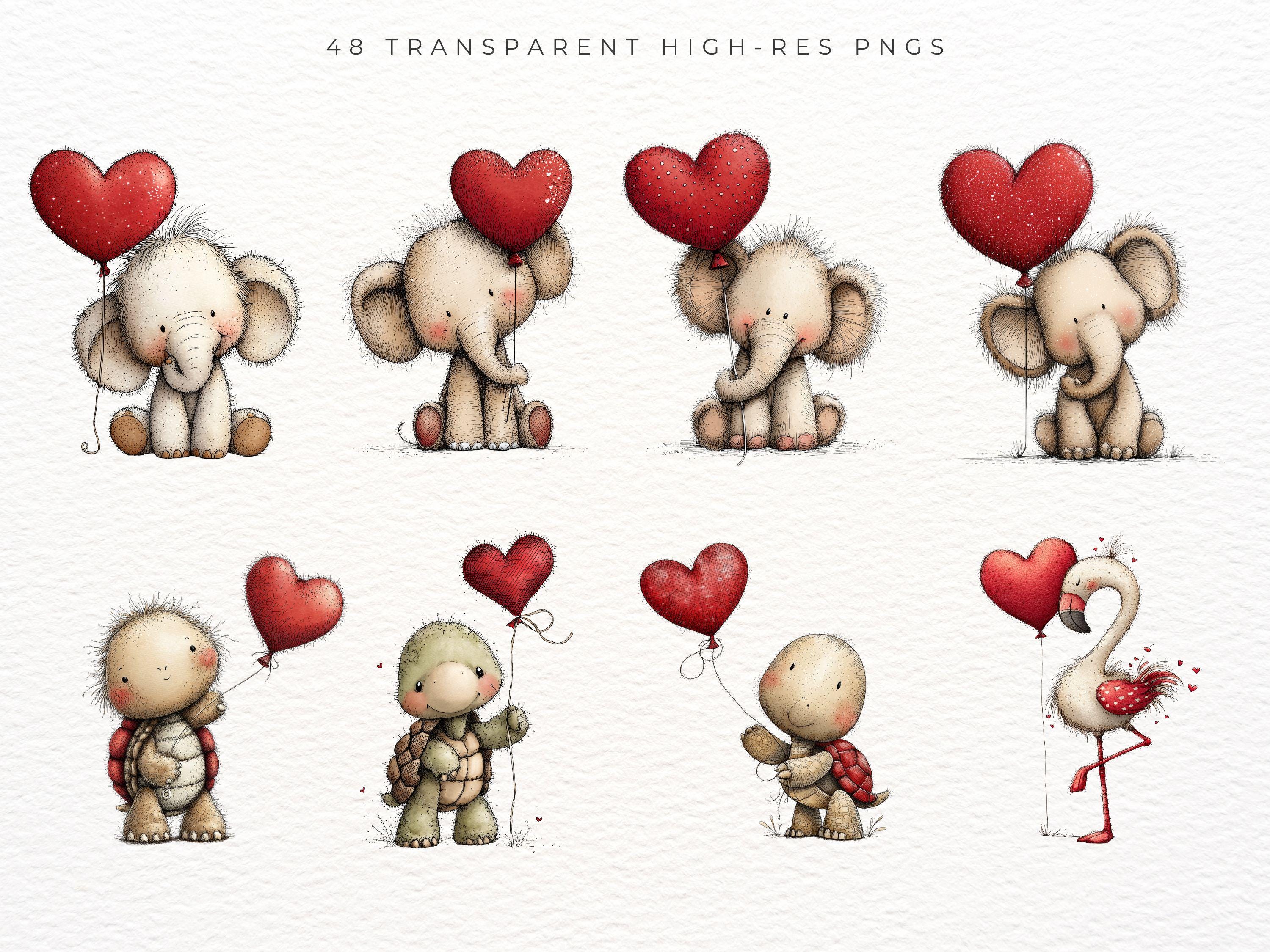 Valentine Animals Clipart | Valentine's Day Pngs | 48 Whimsical ...
