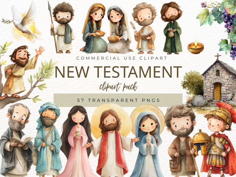New Testament Clipart, Watercolor Bible Story Pngs, Christian ...