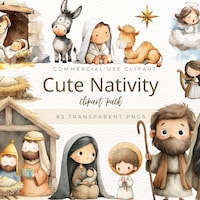 Watercolor Nativity Scene PNG, Christian Christmas Clipart (digital ...