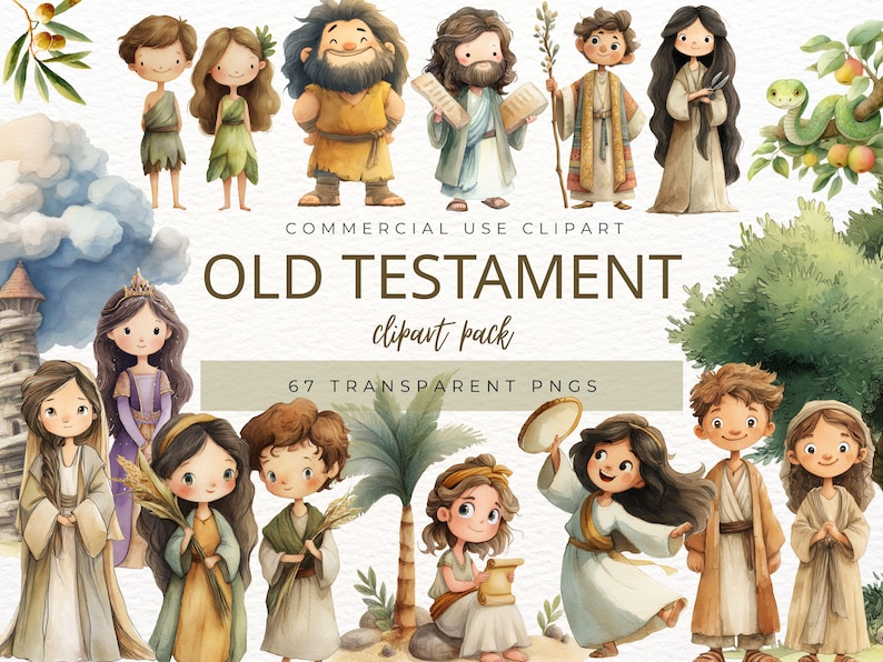 Old Testament Clipart, Bible Characters Clip Art, Kid's Watercolor ...