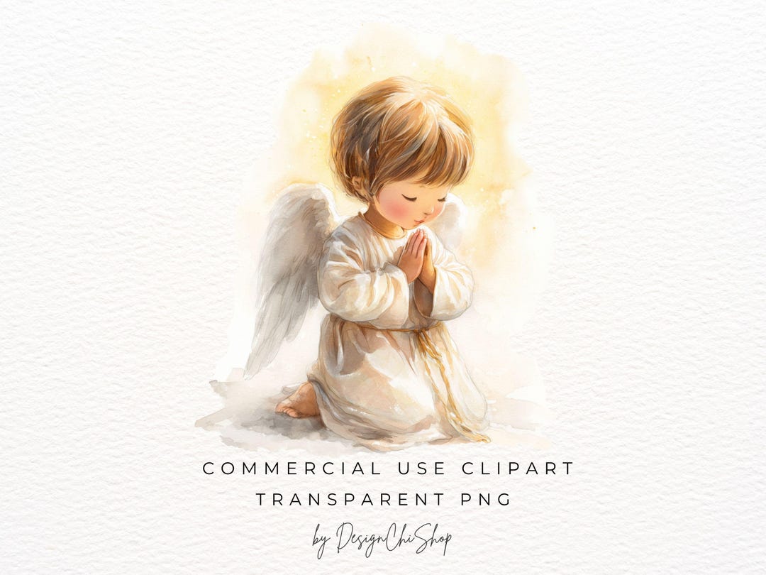 Baby Angel Clipart, Watercolor Guardian Angel PNG, Christian Nursery ...