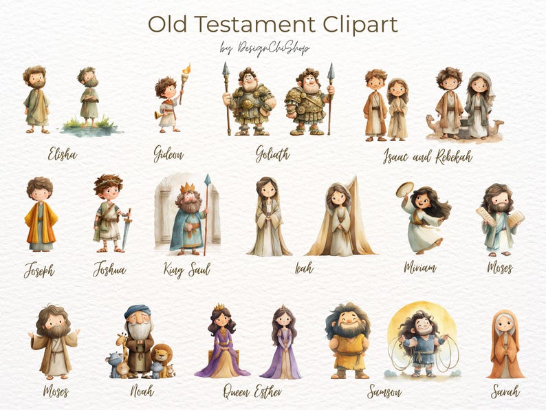 Old Testament Clipart, Bible Characters Clip Art, Kid's Watercolor ...
