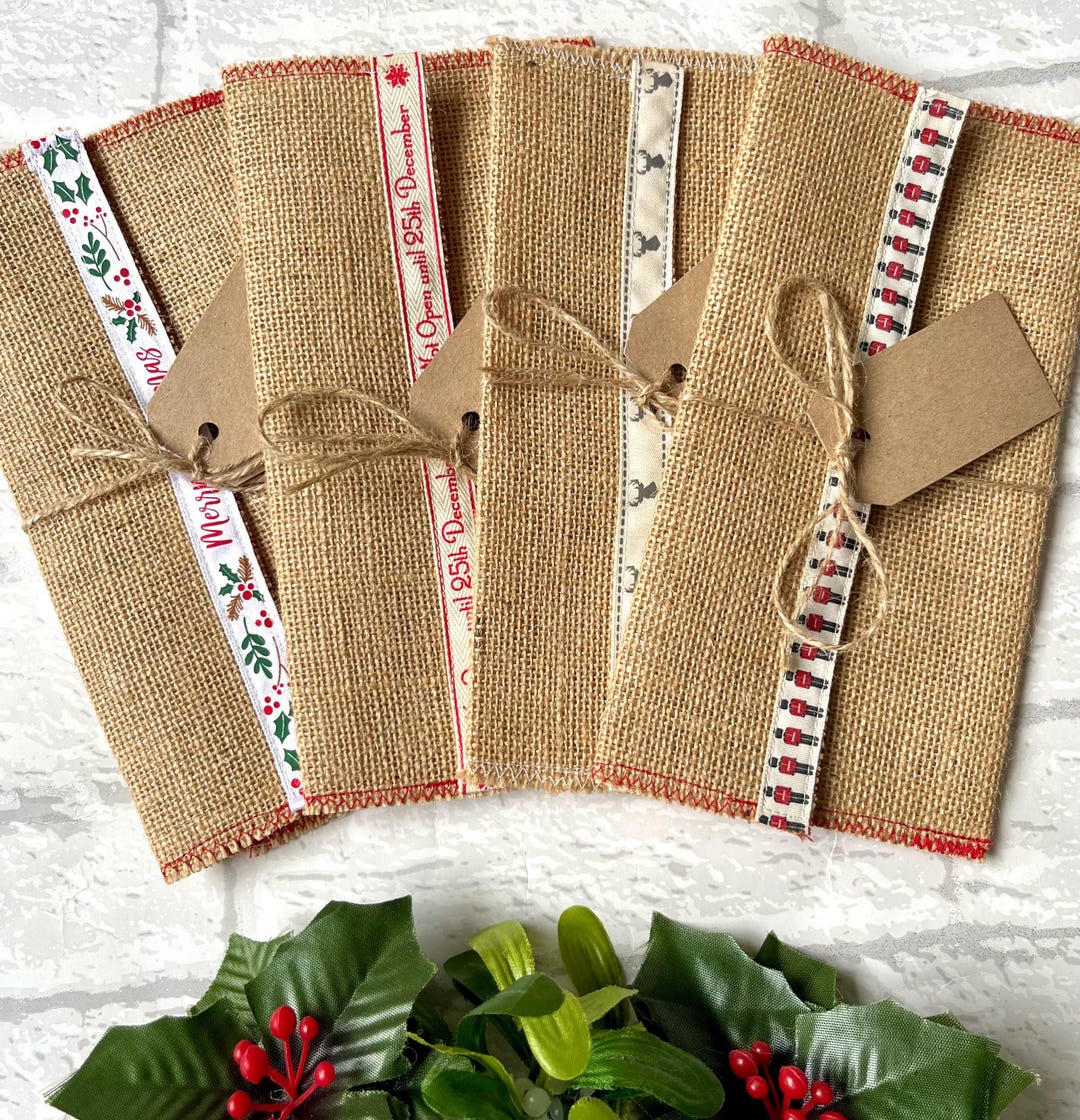 Handmade Christmas Money Wallet Hessian Envelope Fabric Gift Wallet ...