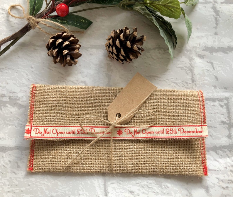 Handmade Christmas Money Wallet Hessian Envelope Fabric Gift | Etsy UK
