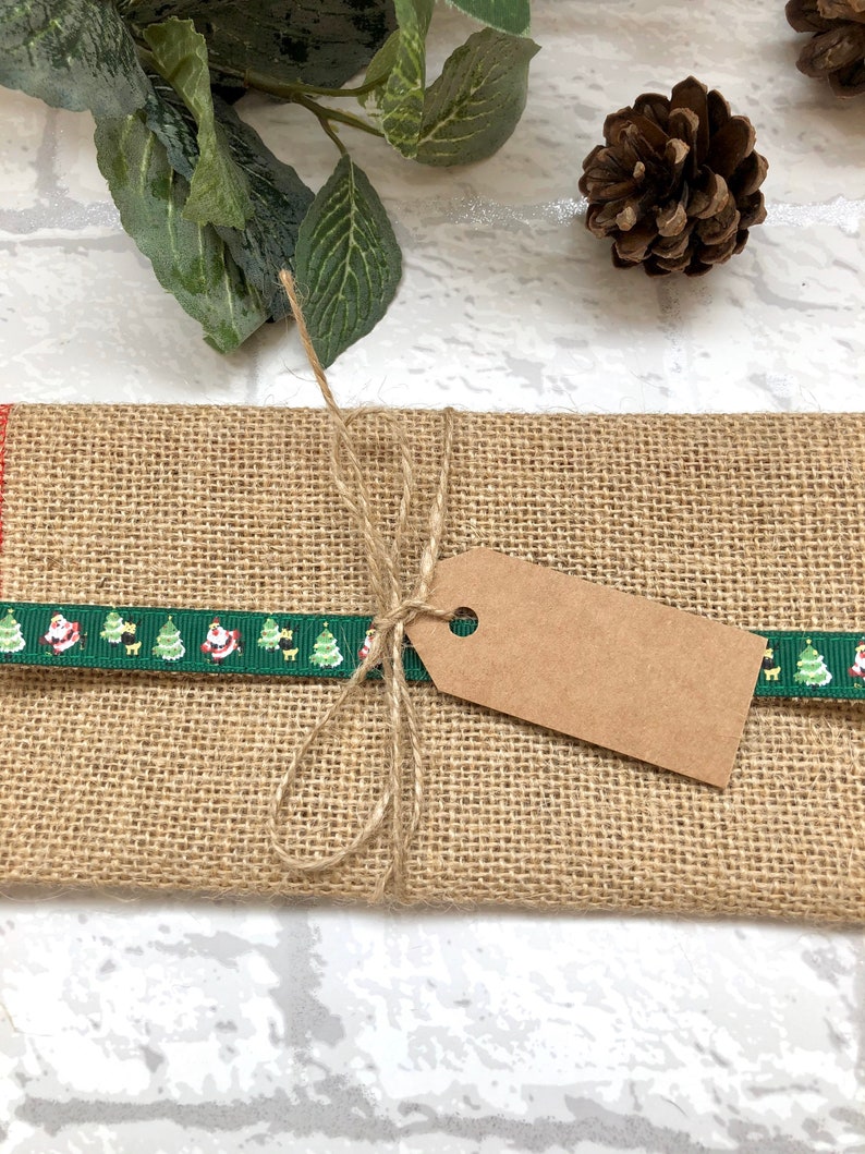 Handmade Christmas Money Wallet Hessian Envelope Fabric Gift | Etsy