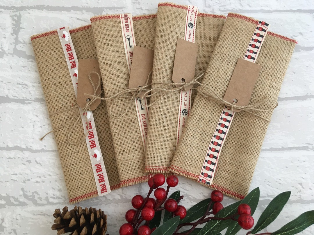Handmade Christmas Money Wallet Hessian Envelope Fabric Gift Wallet ...