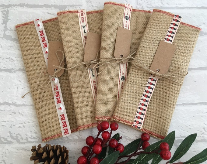Handmade Christmas Money Wallet Hessian Envelope Fabric Gift Wallet ...