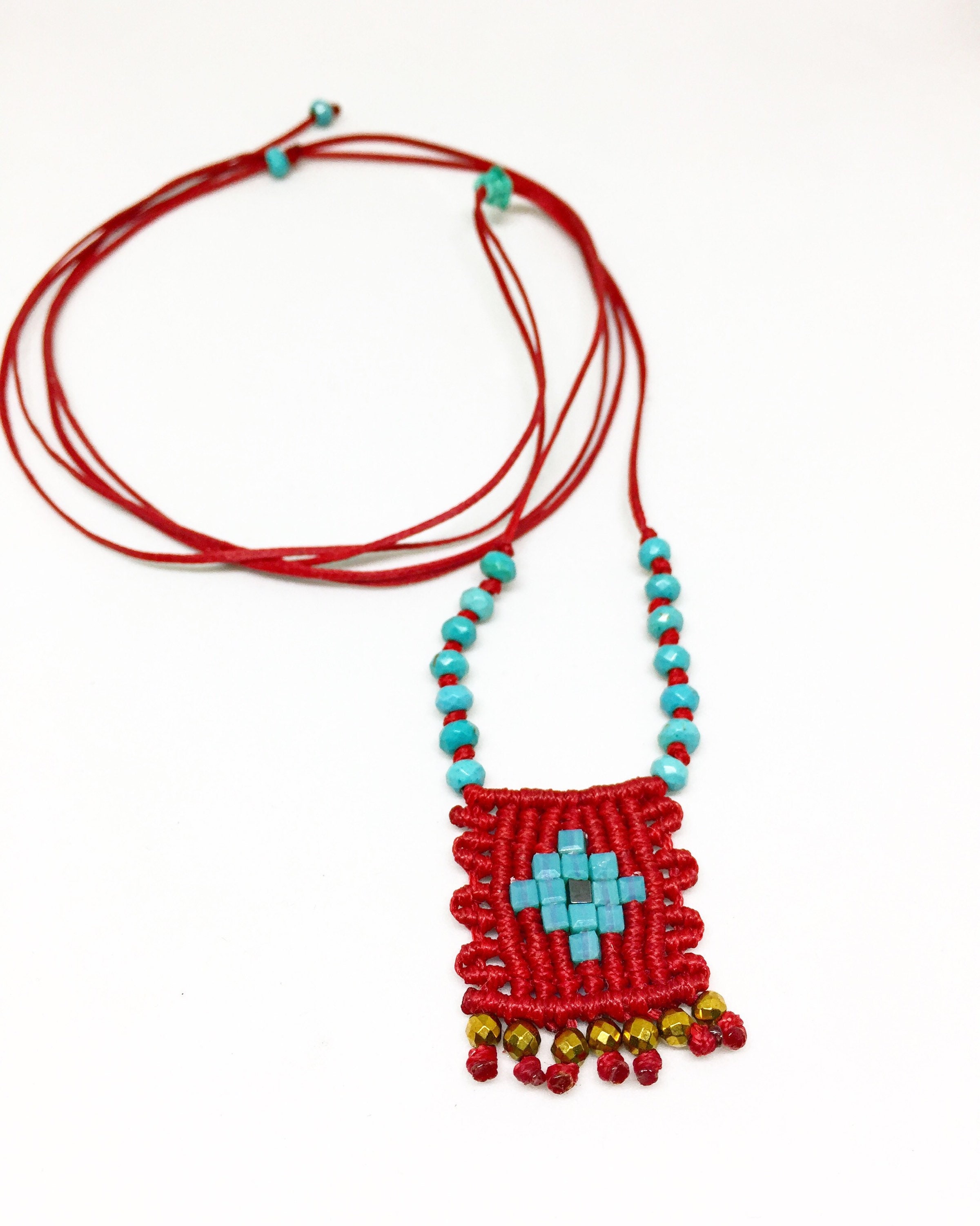 Macrame Evil Eye Necklace, Macrame Necklace, Necklace With Semiprecious ...