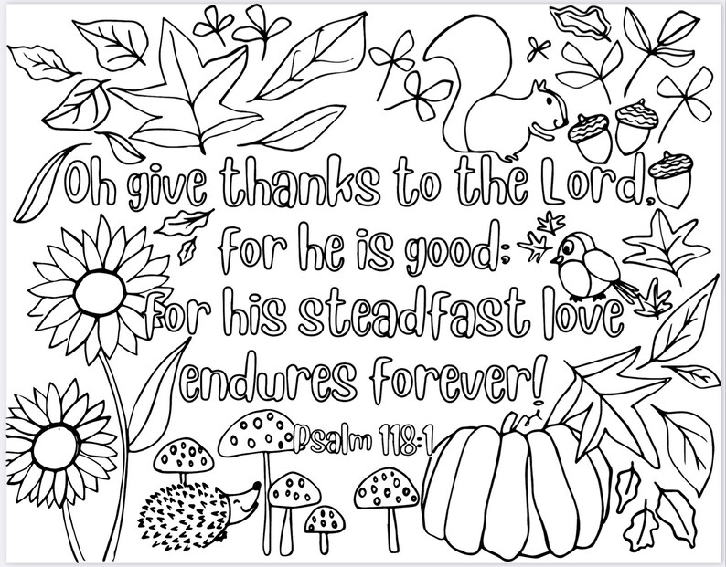 Thanksgiving Coloring Page “oh Give Thanks to the Lord!” Printable ...
