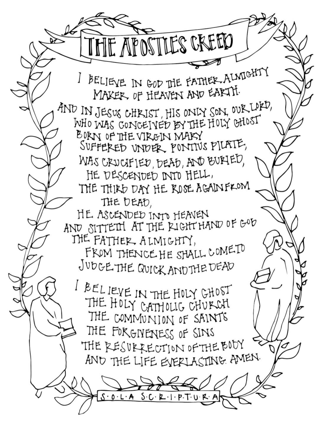 The Apostles Creed Wall Print - Coloring Page - Printable Wall Art ...
