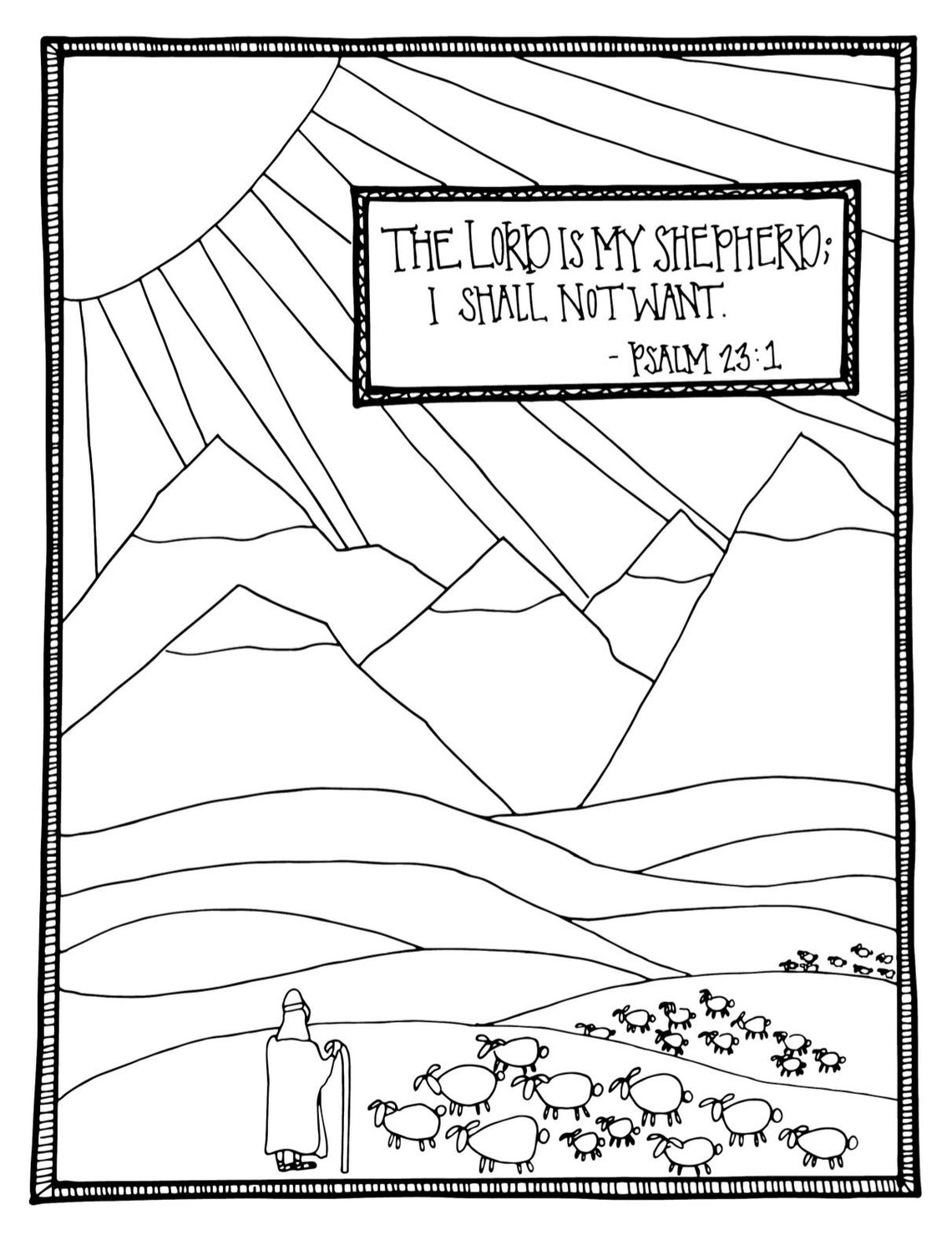 Psalm 23 - Coloring Pages / Printable Art - Four Illustrated Bible ...